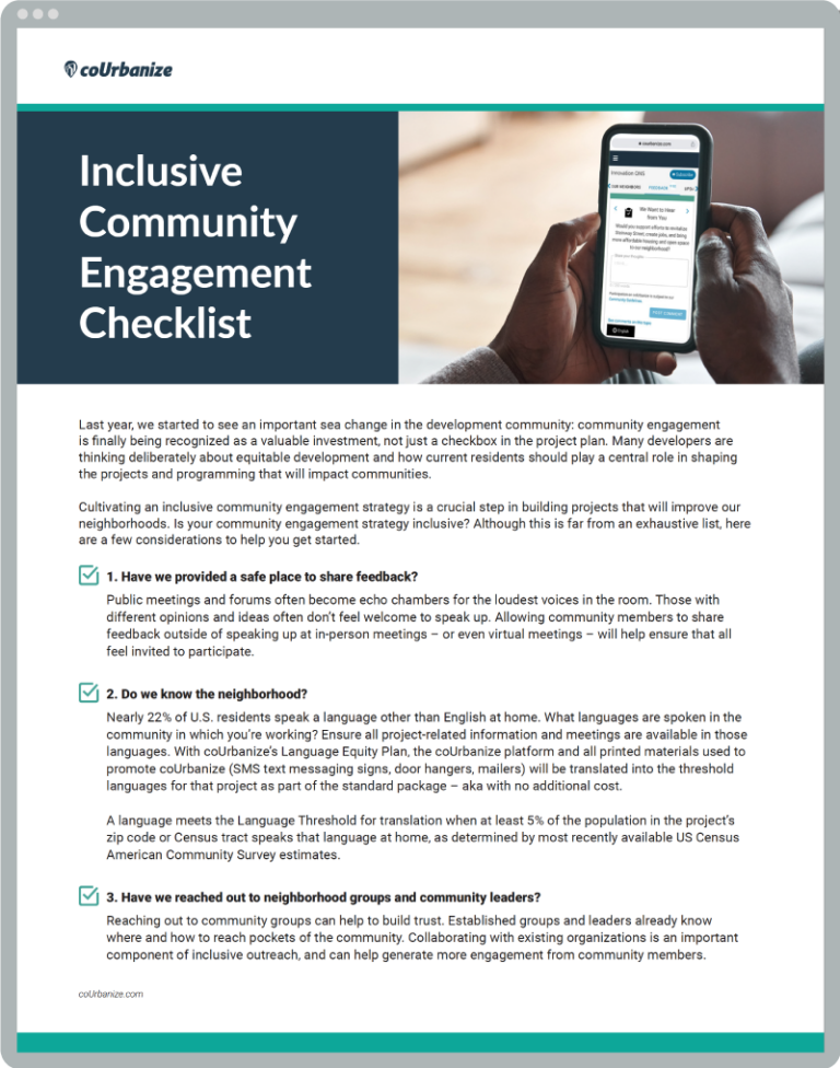 Inclusive Community Engagement Checklist - coUrbanize